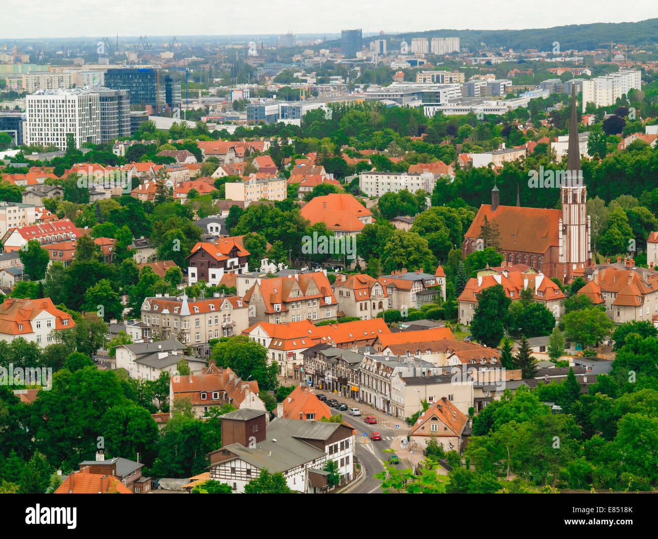 landscape. view from tower of sea and district gdansk danzig polish ...
