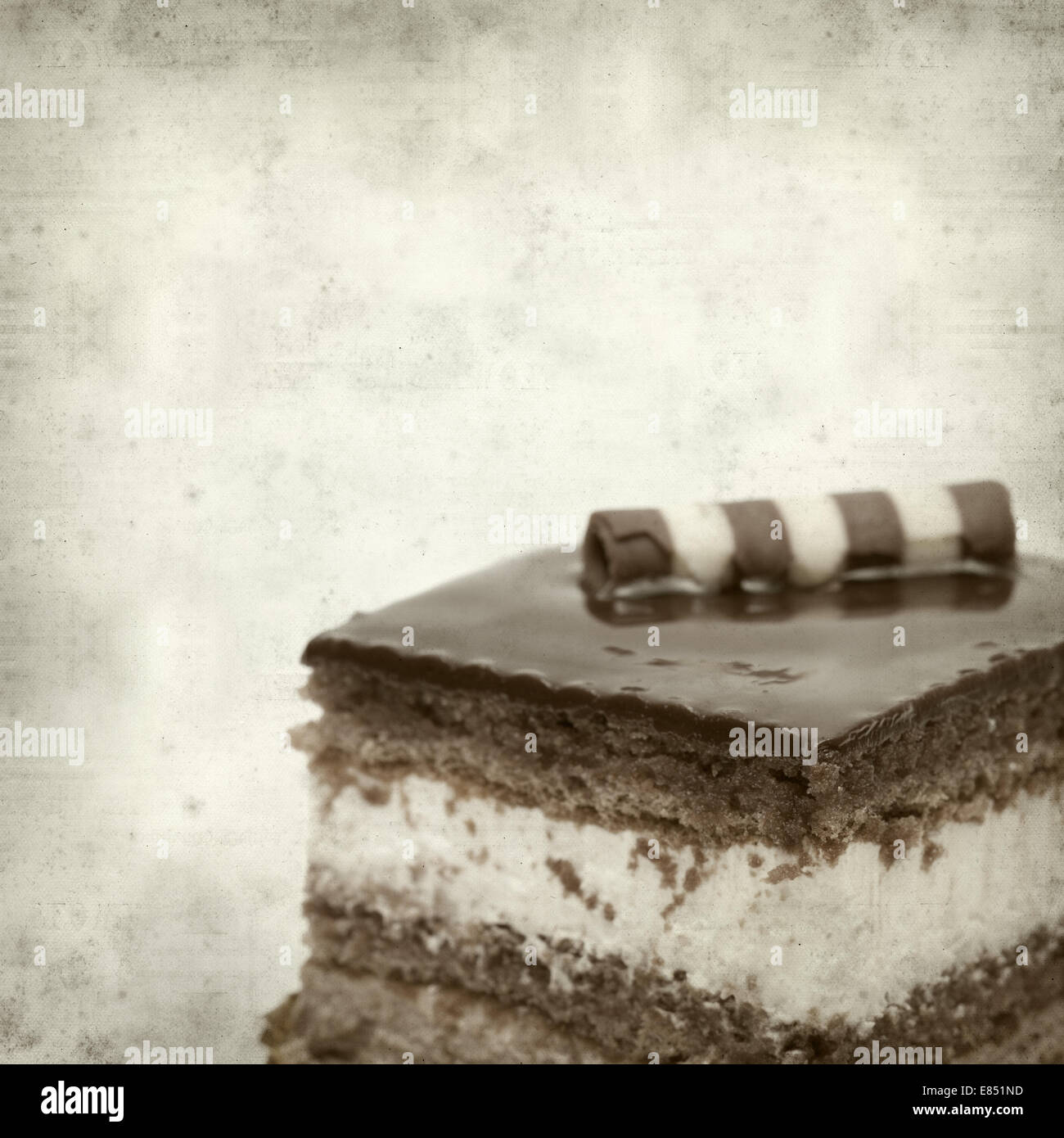 textured old paper background with layer chocolate cake Stock Photo - Alamy