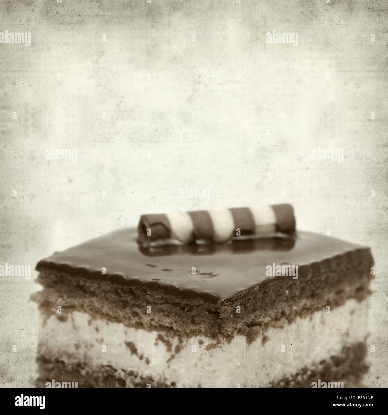 textured old paper background with layer chocolate cake Stock Photo - Alamy