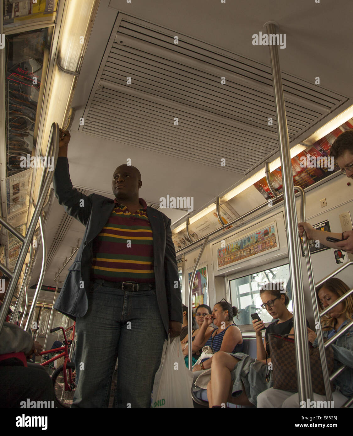 Riding a New York City subway train, Brooklyn Stock Photo - Alamy