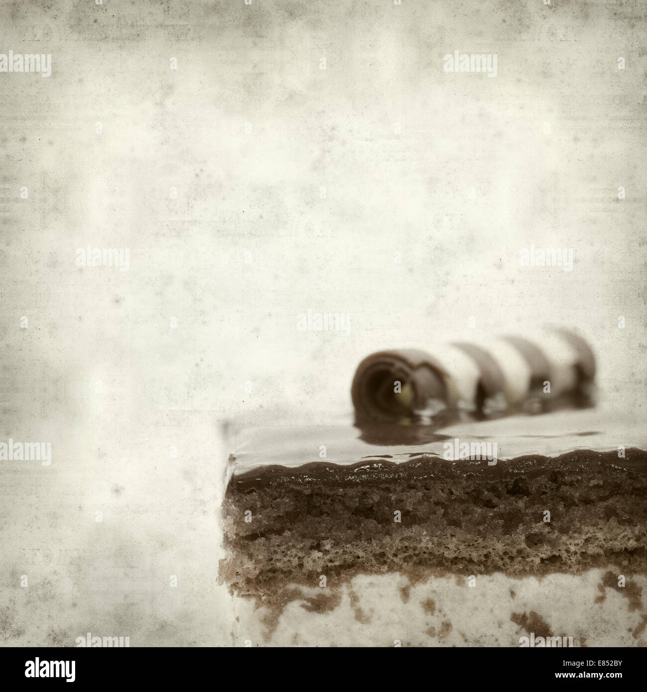 textured old paper background with layer chocolate cake Stock Photo - Alamy