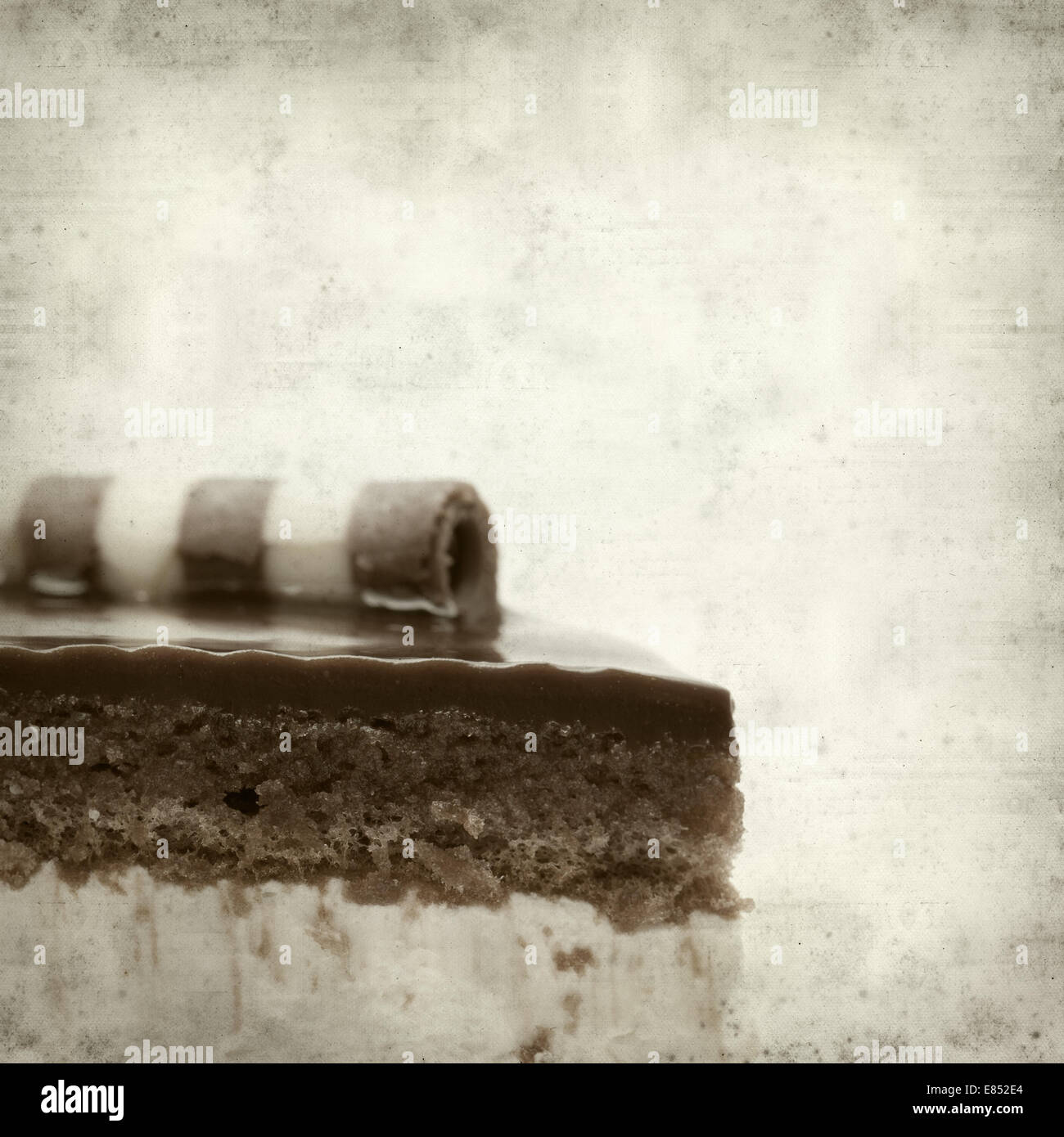 textured old paper background with layer chocolate cake Stock Photo - Alamy