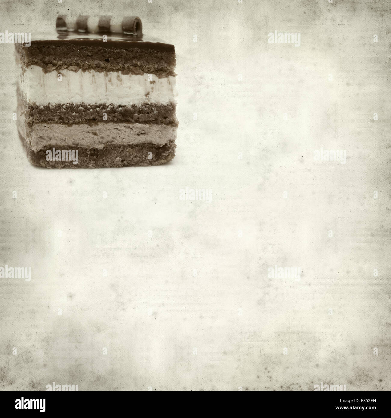 textured old paper background with layer chocolate cake Stock Photo - Alamy