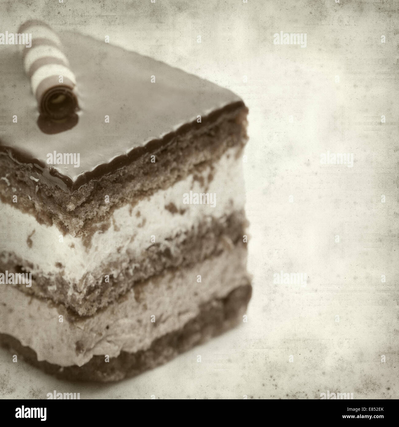 textured old paper background with layer chocolate cake Stock Photo - Alamy