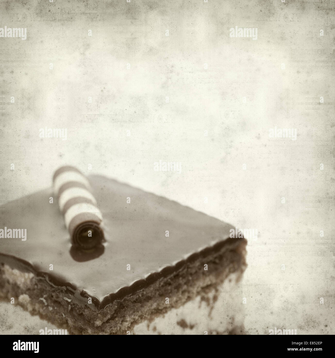 textured old paper background with layer chocolate cake Stock Photo - Alamy