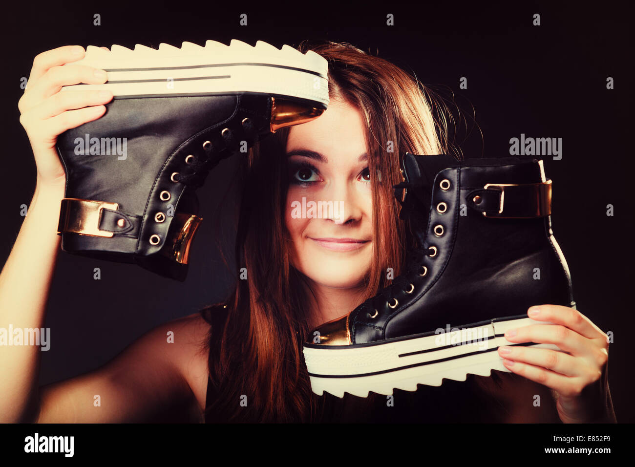 Women loves shoes teenage fashion concept - female model teenager girl ...