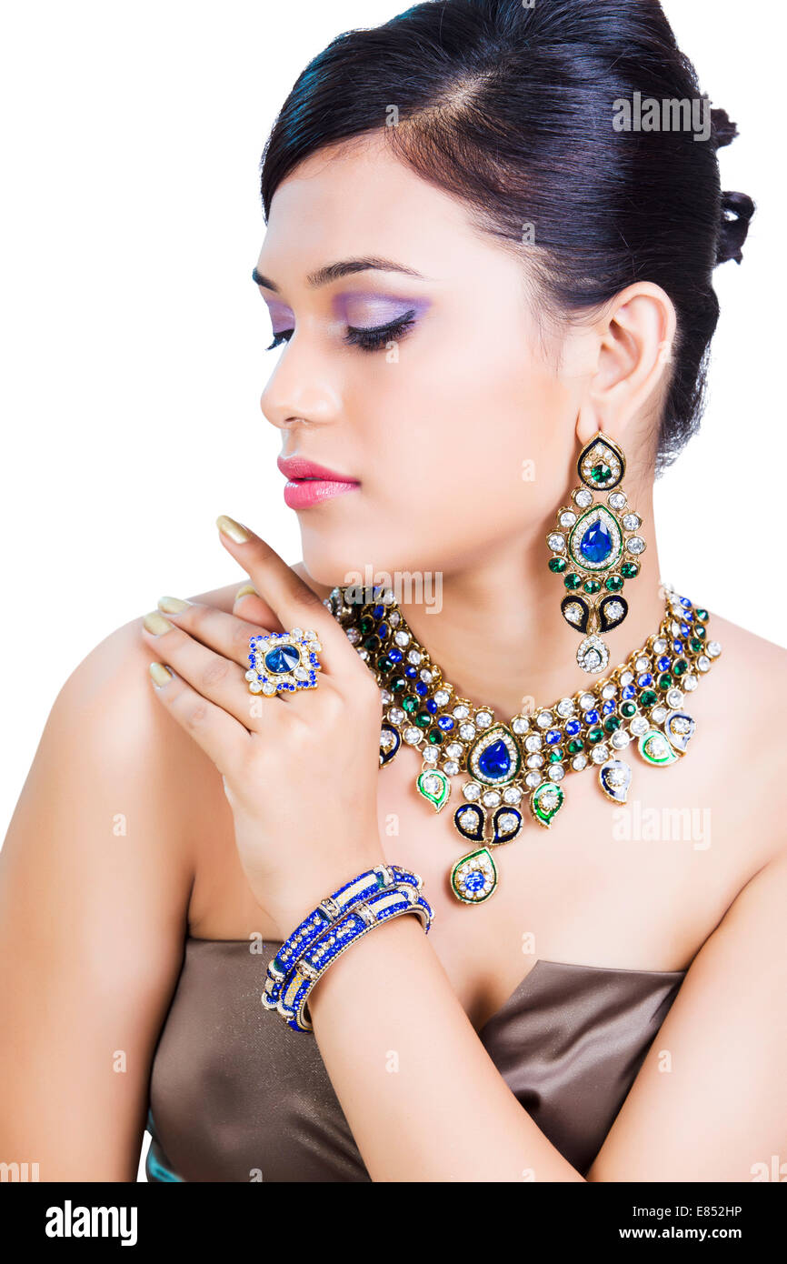 indian Glamor Ladies Designing Jewellery Stock Photo - Alamy