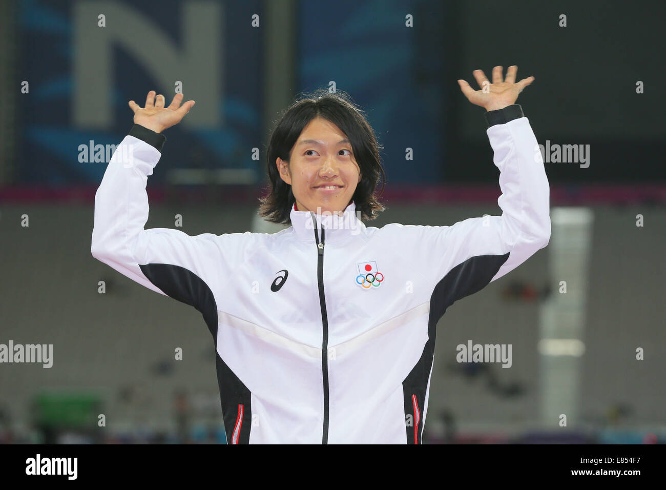 Incheon, South Korea. 30th Sep, 2014. Tomomi Abiko (JPN) Athletics : Women's Pole Vault victory ...