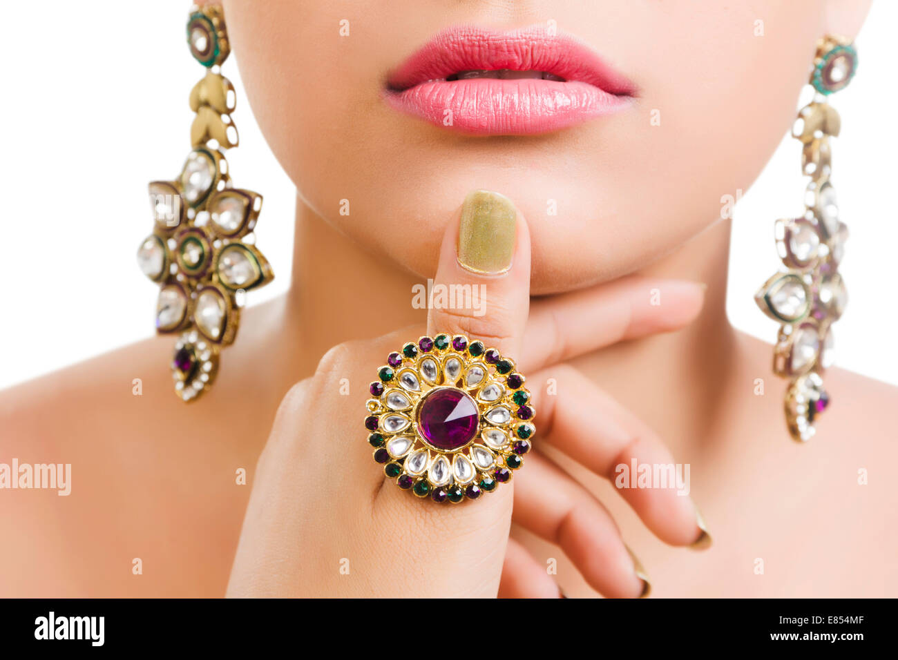 indian Glamor Ladies Designing Jewellery Stock Photo - Alamy