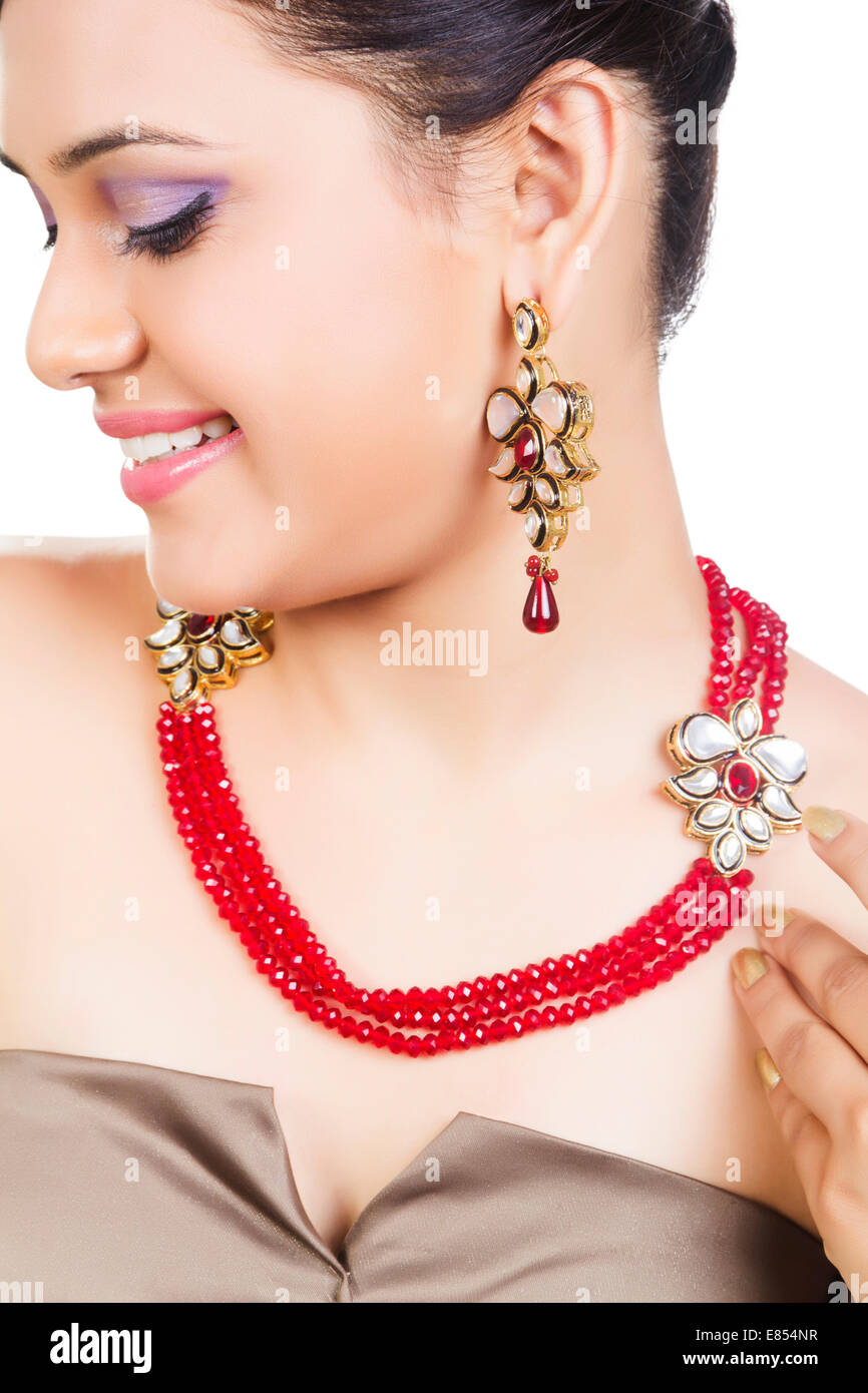 indian Glamor Ladies Designing Jewellery Stock Photo - Alamy