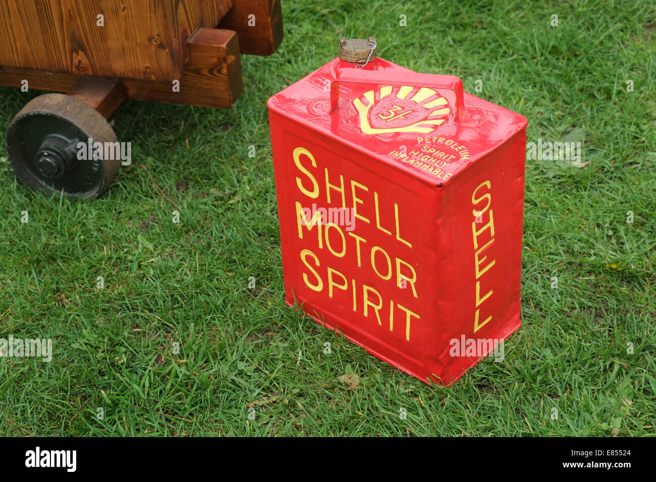 Old petrol can repainted Stock Photo - Alamy