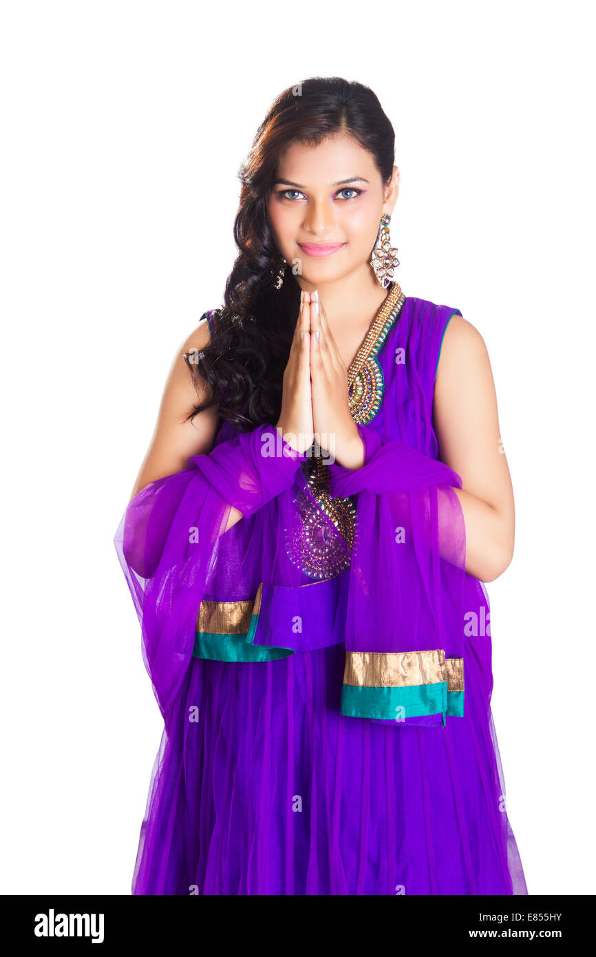 indian ladies diwali Festival Welcome Stock Photo - Alamy