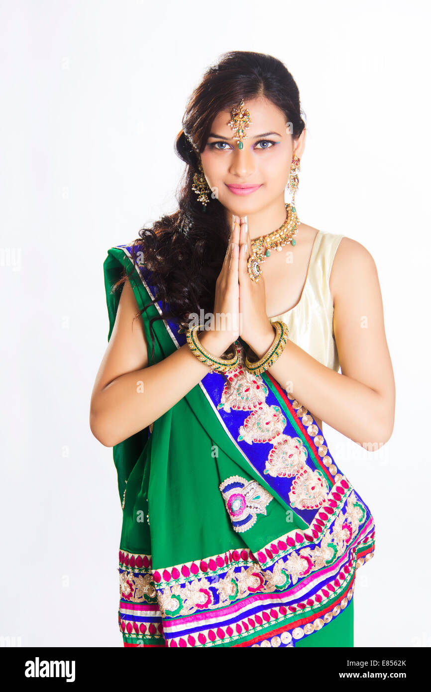 indian ladies diwali Festival Welcome Stock Photo - Alamy