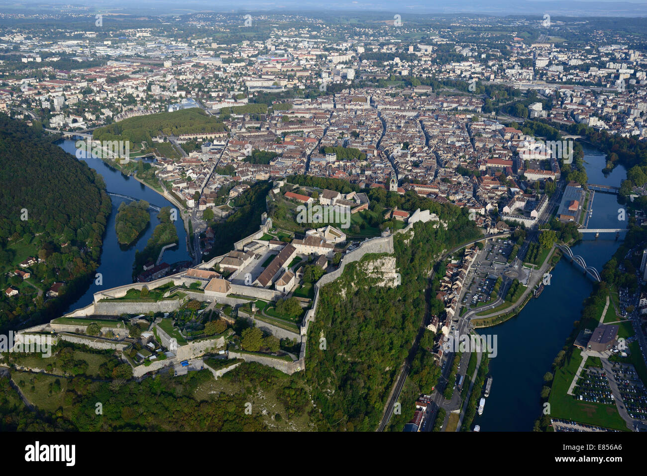 CITADEL OF BESANCON (aerial view). Fortifications at the narrowest ...