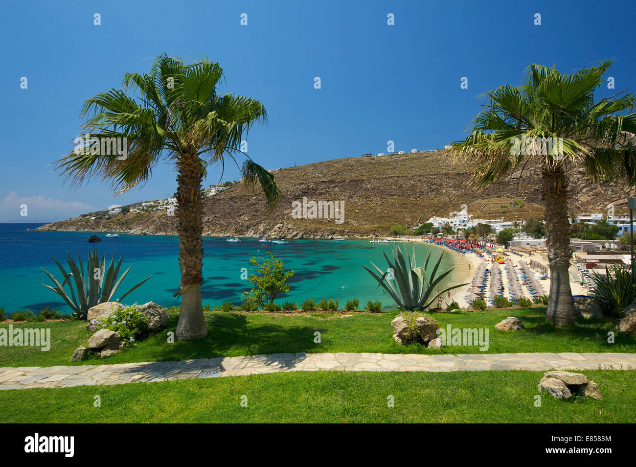 Coast, Platis Gialos, Mykonos, Cyclades, Greece Stock Photo - Alamy