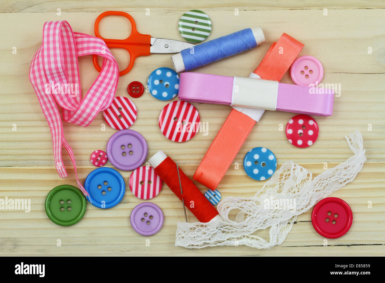 Wooden craft buttons hi-res stock photography and images - Alamy