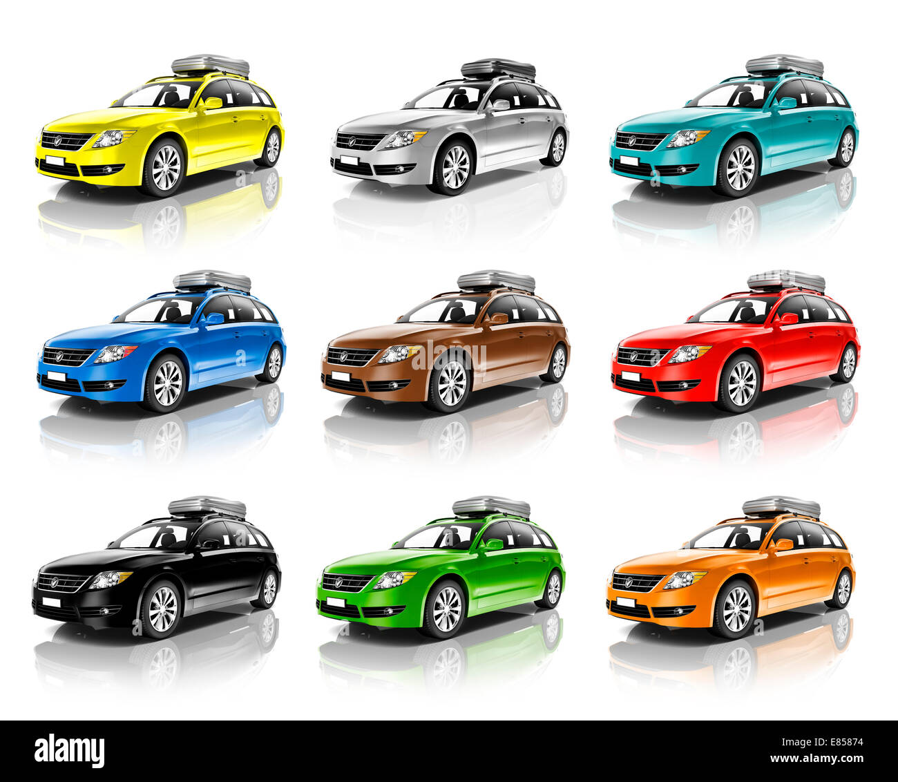 Collection of Colorful 3D Family Cars Stock Photo - Alamy