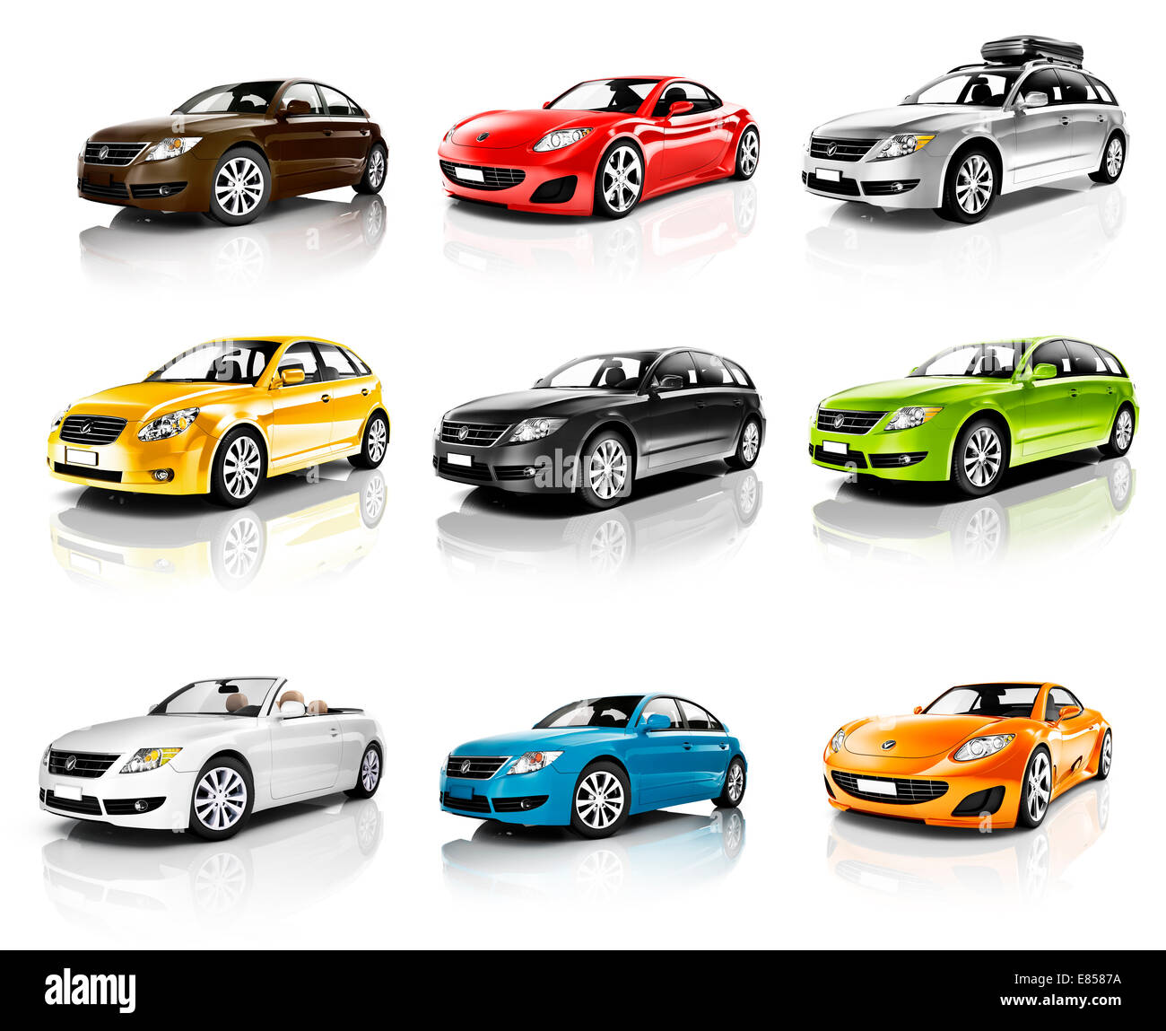 Collection of 3D Cars Isolated Stock Photo - Alamy