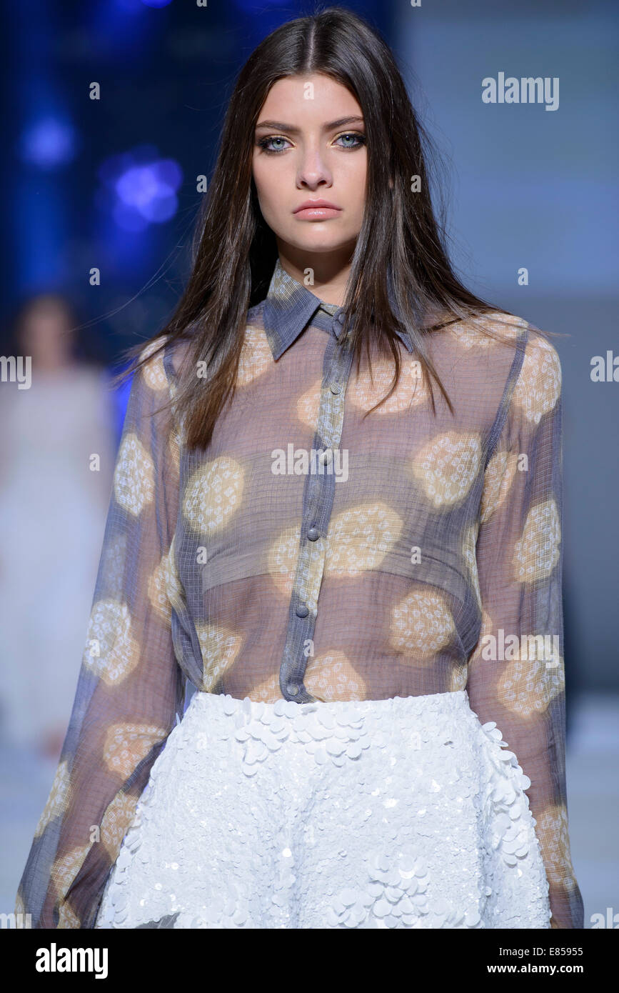 SYDNEY, AUSTRALIA - SEPTEMBER 27: A model showcases designs for Aje on ...