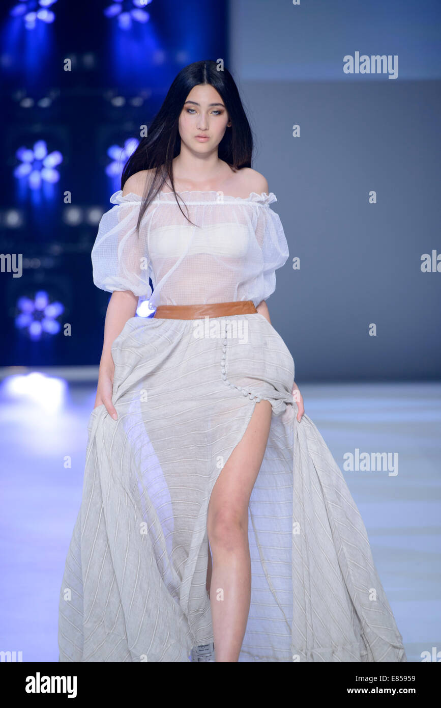 SYDNEY, AUSTRALIA - SEPTEMBER 27: A model showcases designs for Aje on ...