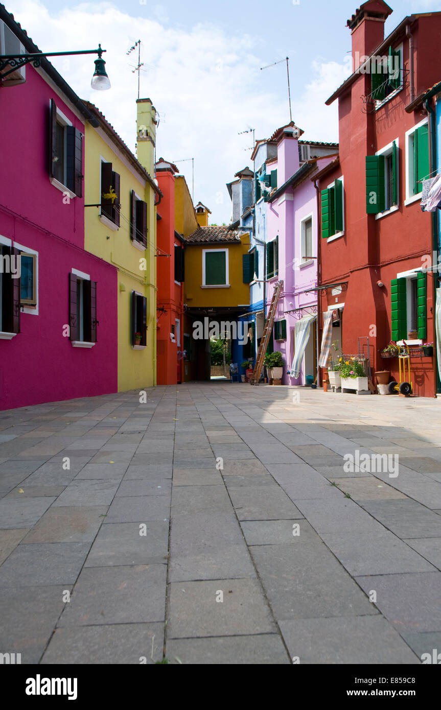 The colors of the walls of Burano, Venice, Italy Stock Photo - Alamy
