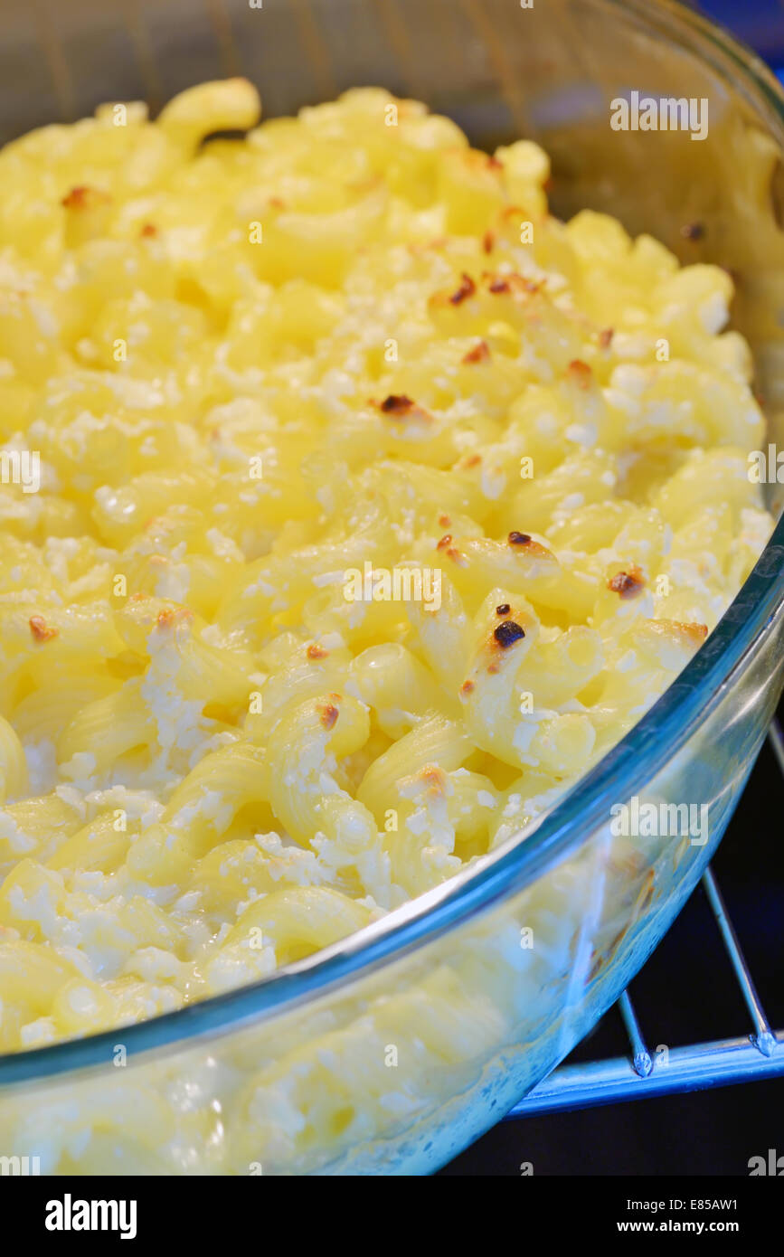 Macaroni with cheese inside of oven Stock Photo - Alamy
