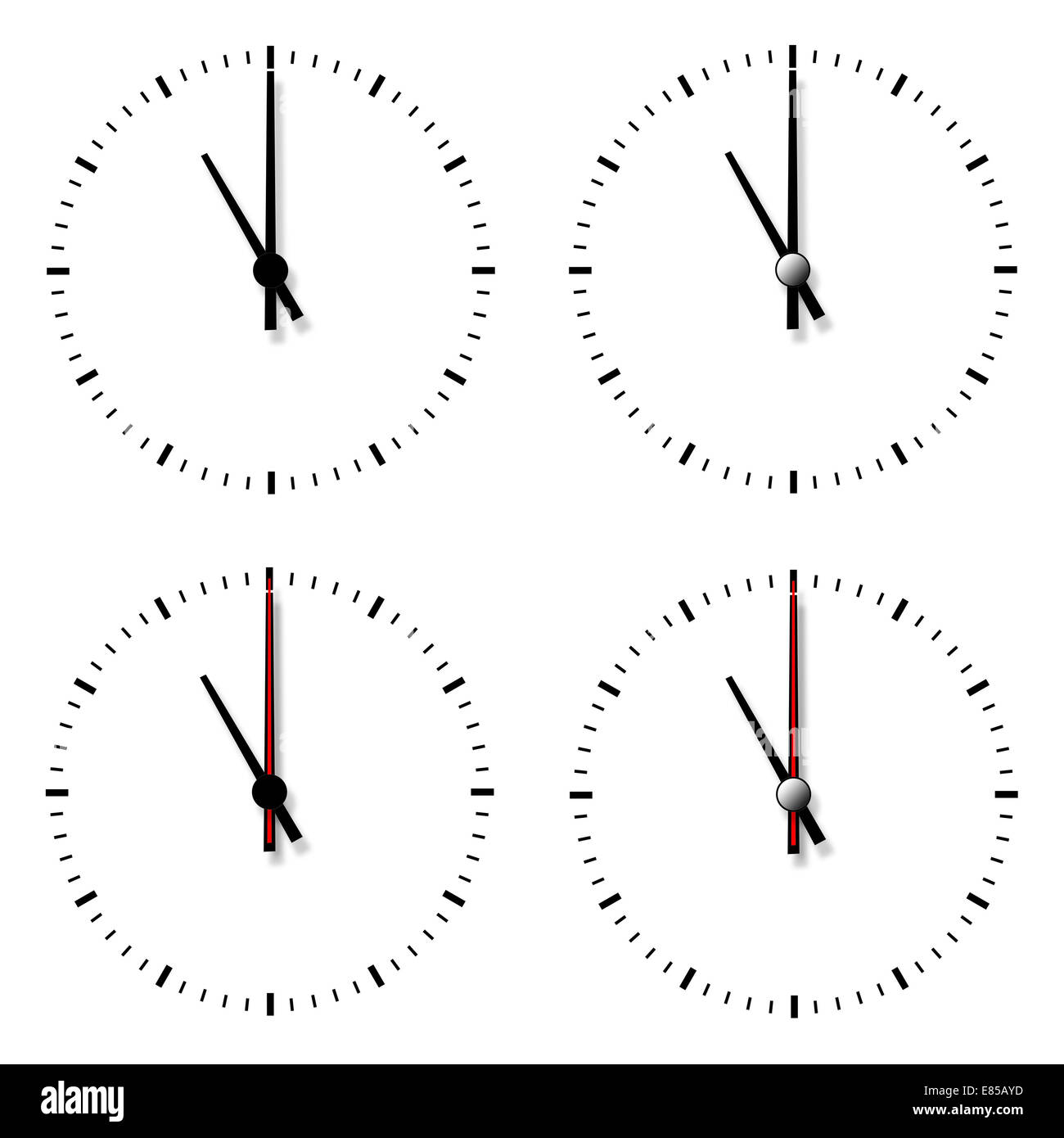 Set of clocks without numbers isolated on white background Stock Photo ...