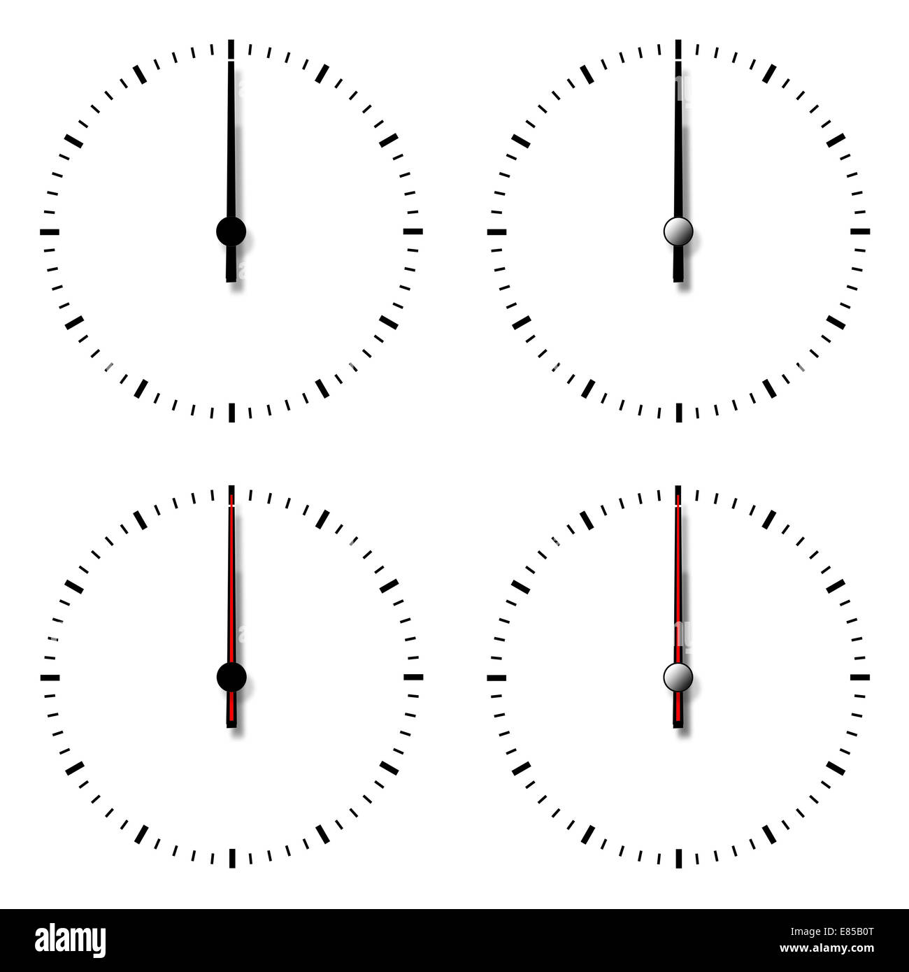 Set of clocks without numbers isolated on white background Stock Photo ...