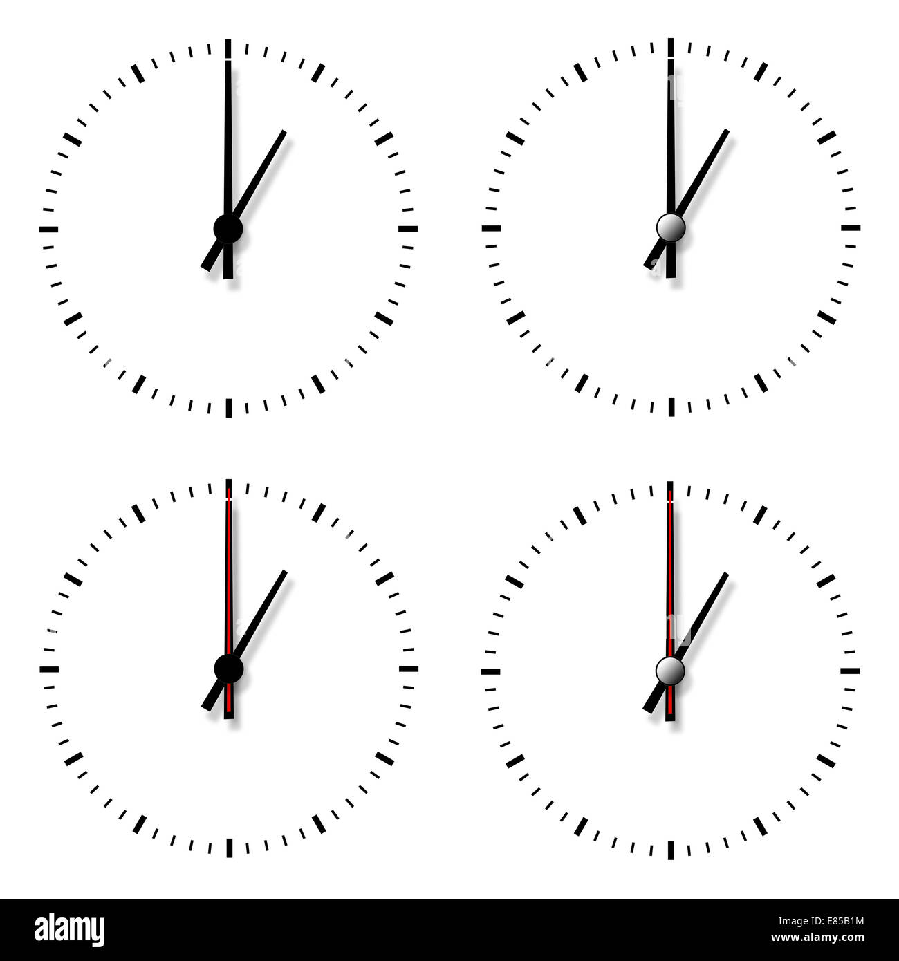 Set of clocks without numbers isolated on white background Stock Photo ...