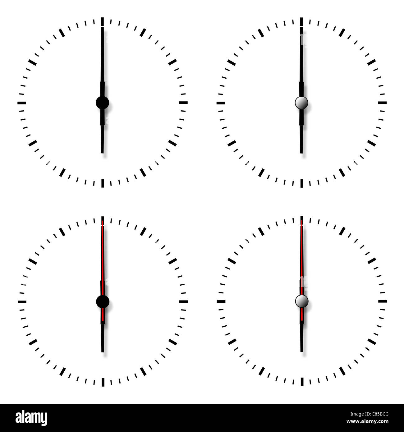Set of clocks without numbers isolated on white background Stock Photo ...