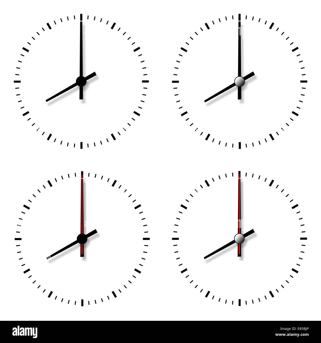 Set of clocks without numbers isolated on white background Stock Photo ...