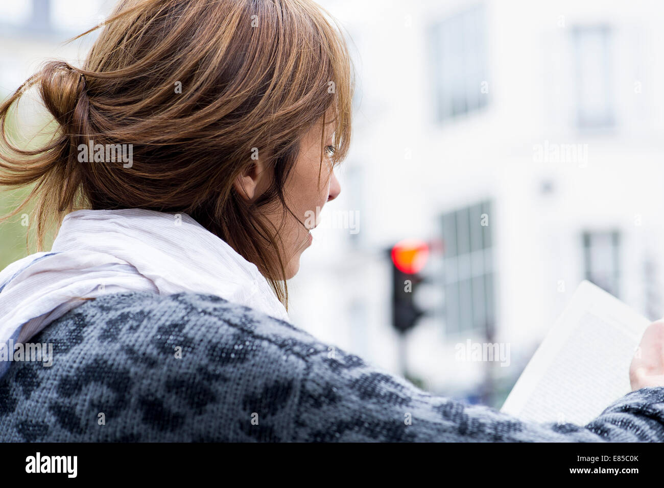 Tourist using guidebook Stock Photo - Alamy