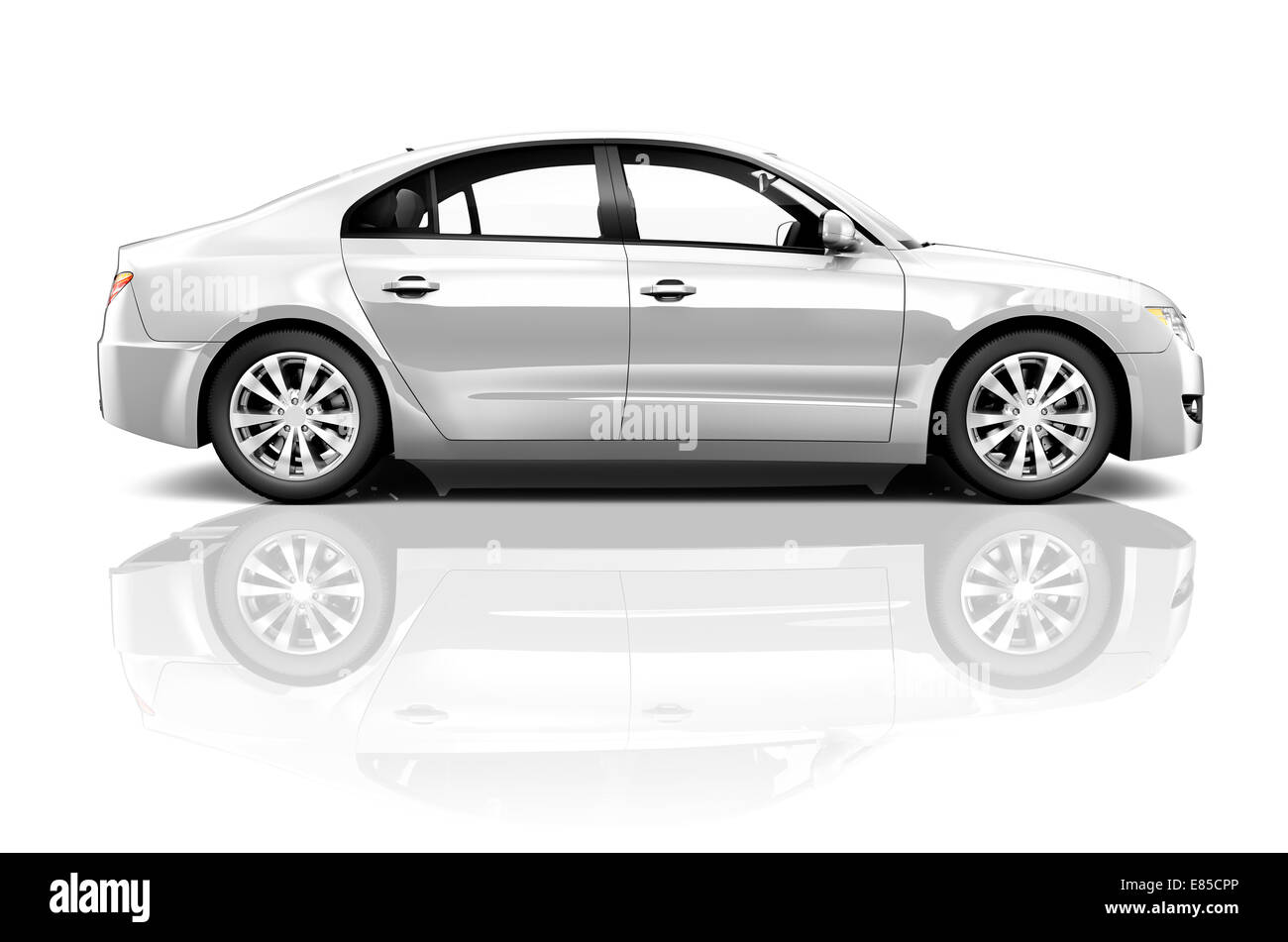 Side view studio shot of white car Stock Photo - Alamy