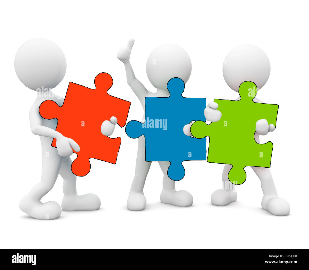 3D men holding jigsaw Stock Photo - Alamy