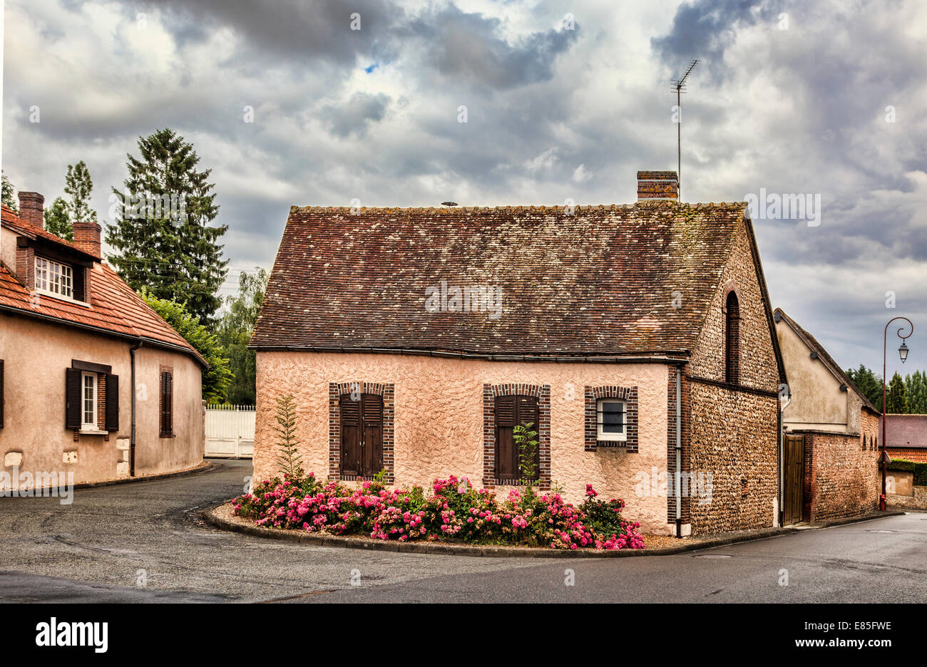 Typical rural stone house located in the Eure and Loir region of France ...