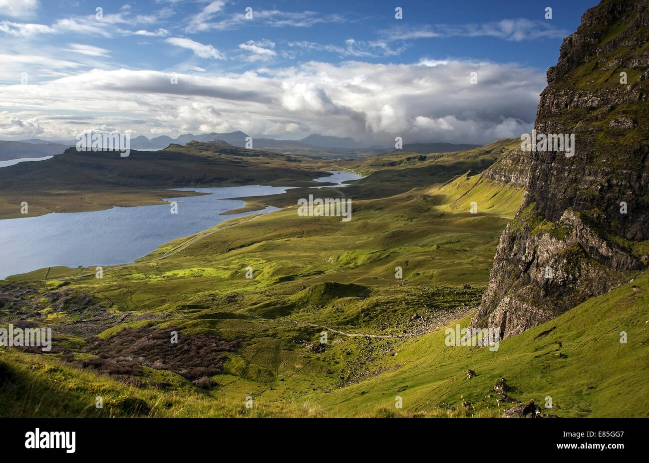 Loch Leathan & Loch Fada from Trotternish Ridge, Isle of Skye Stock ...