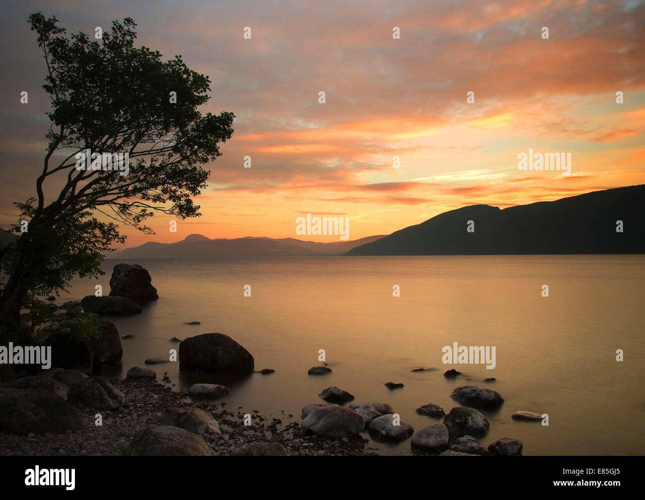Sunset over Loch Ness, Highlands, Scotland Stock Photo - Alamy