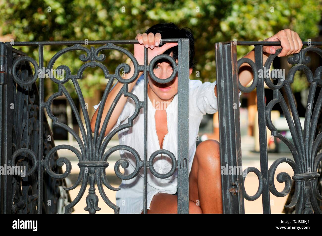 Old Woman Climbing Gate at Melvin Slater blog