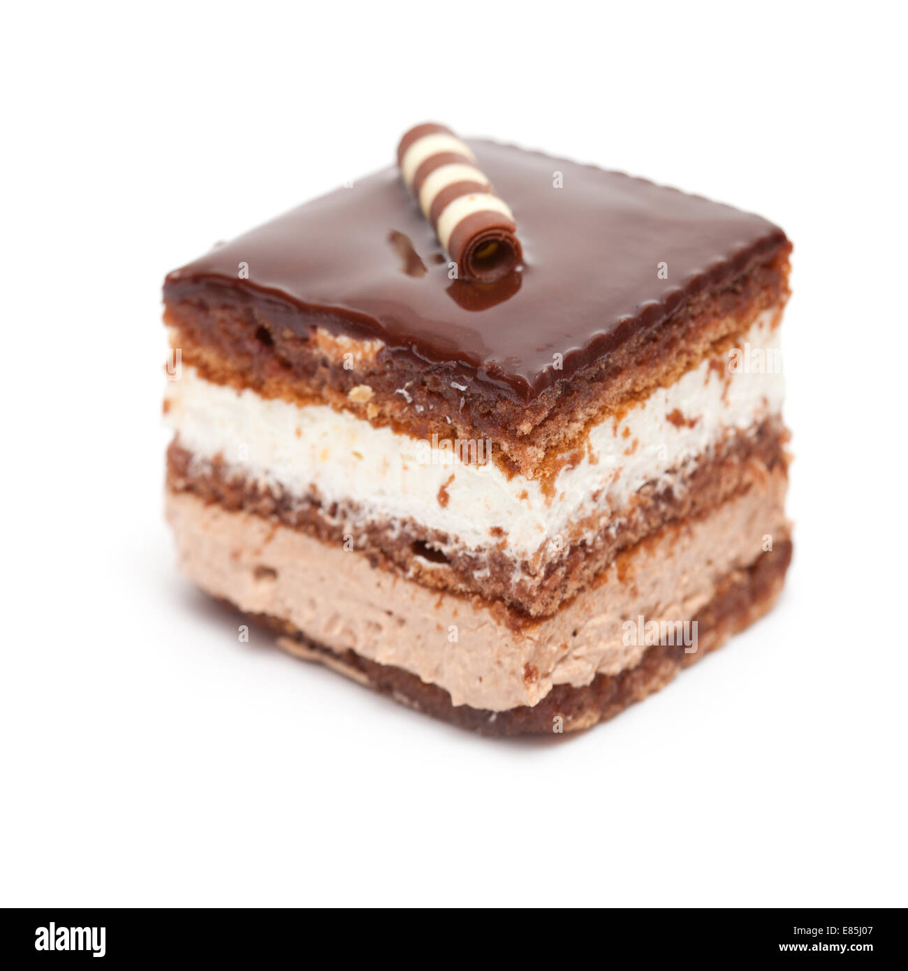 chocolate layer cake isolated on white background Stock Photo - Alamy