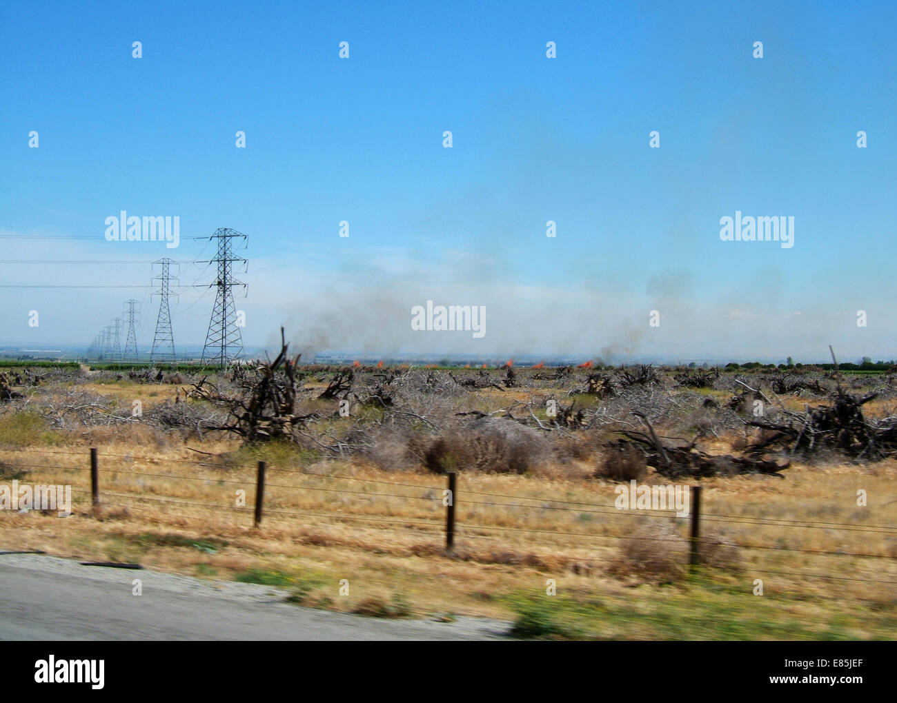 Fire burning side of road hi-res stock photography and images - Alamy