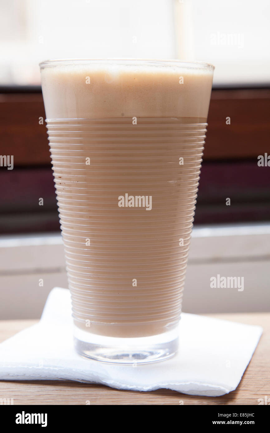 Hot Cafe Latte Beverage on Table Top Stock Photo - Alamy