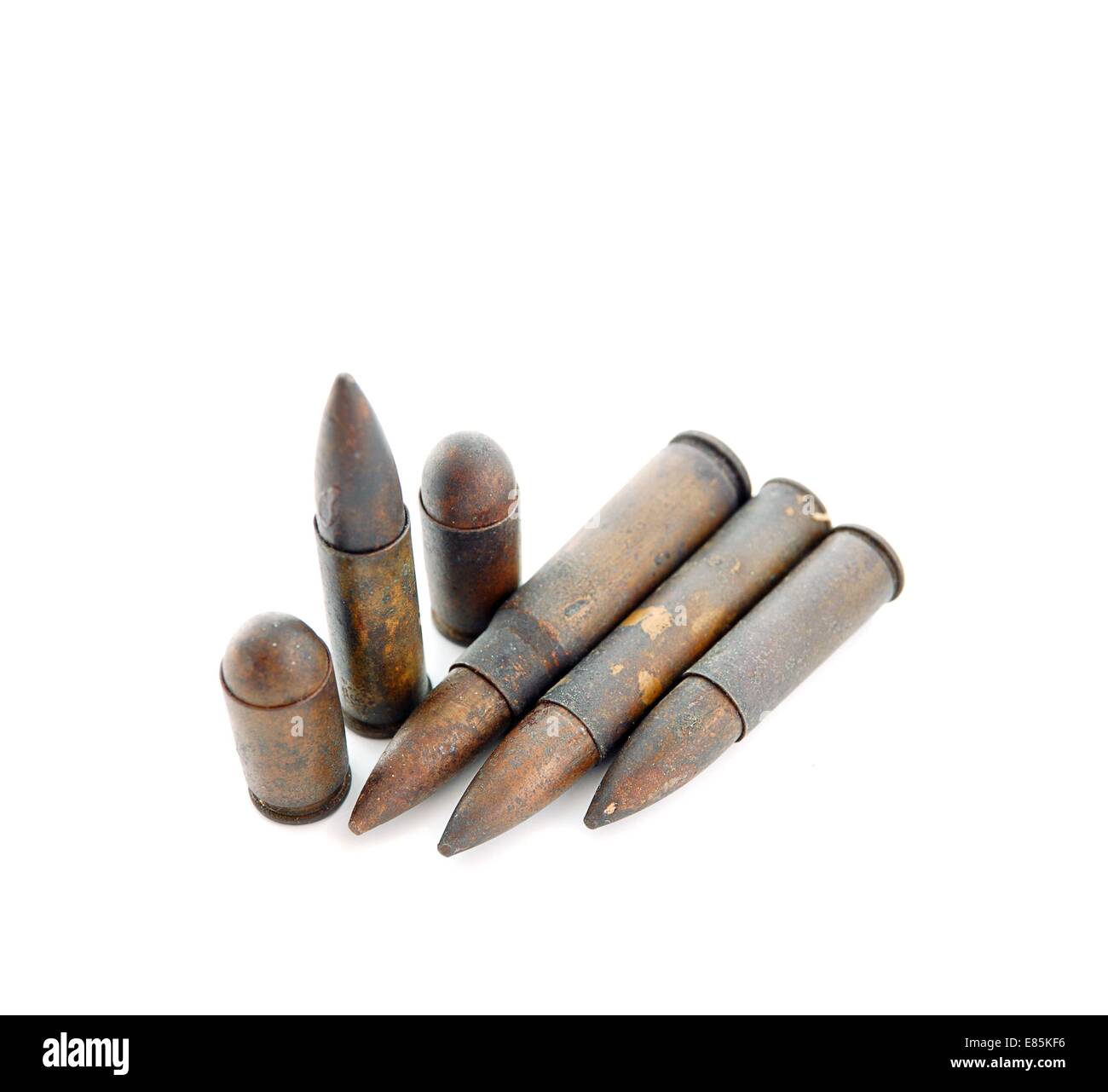 old shells of WWII isolated on white background Stock Photo - Alamy