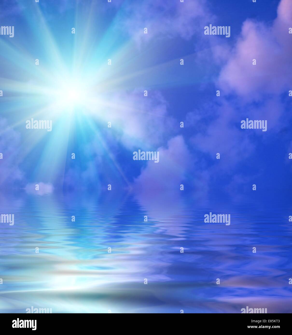 sun, sky, clouds and water with ripples Stock Photo - Alamy