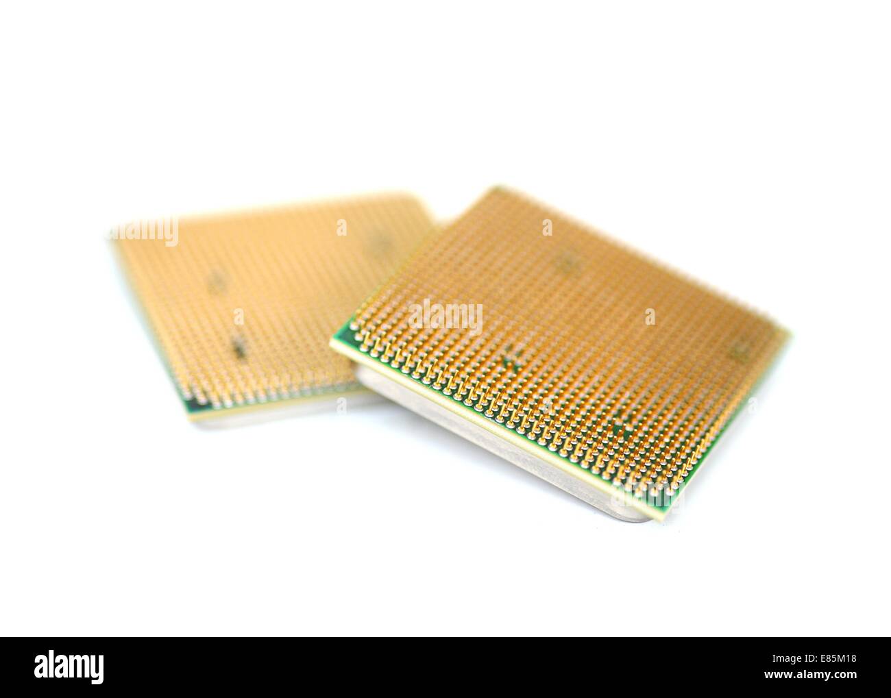 back of the micro processor isolated on the white background Stock ...