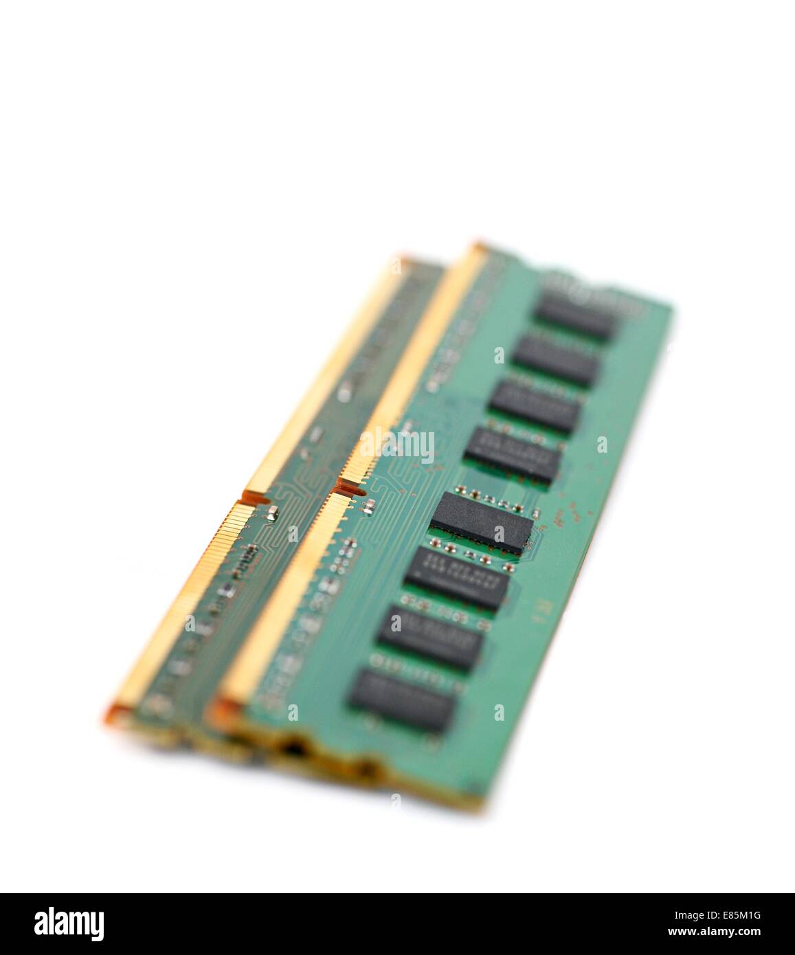 back of the micro processor and memory isolated on the white background ...