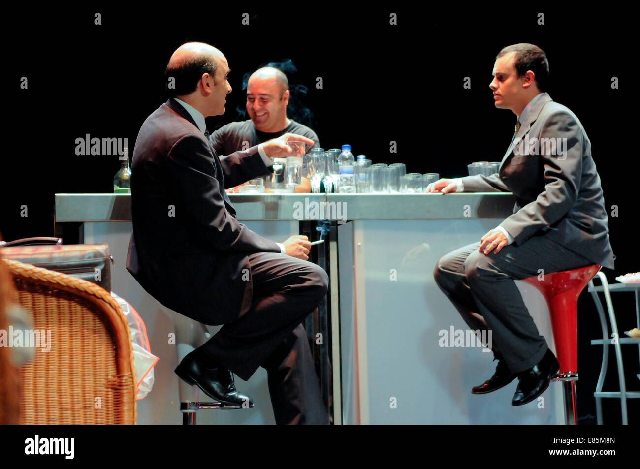 Men acting on stage Stock Photo - Alamy