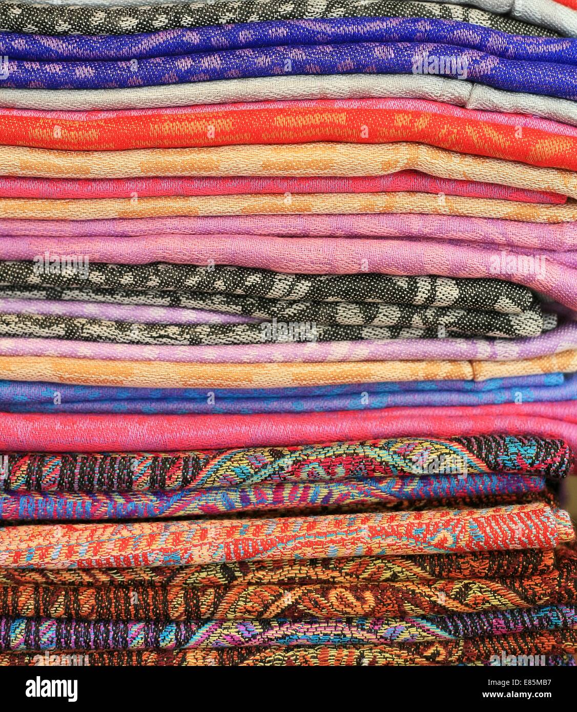 textile background - set of colorful textile fabrics Stock Photo - Alamy