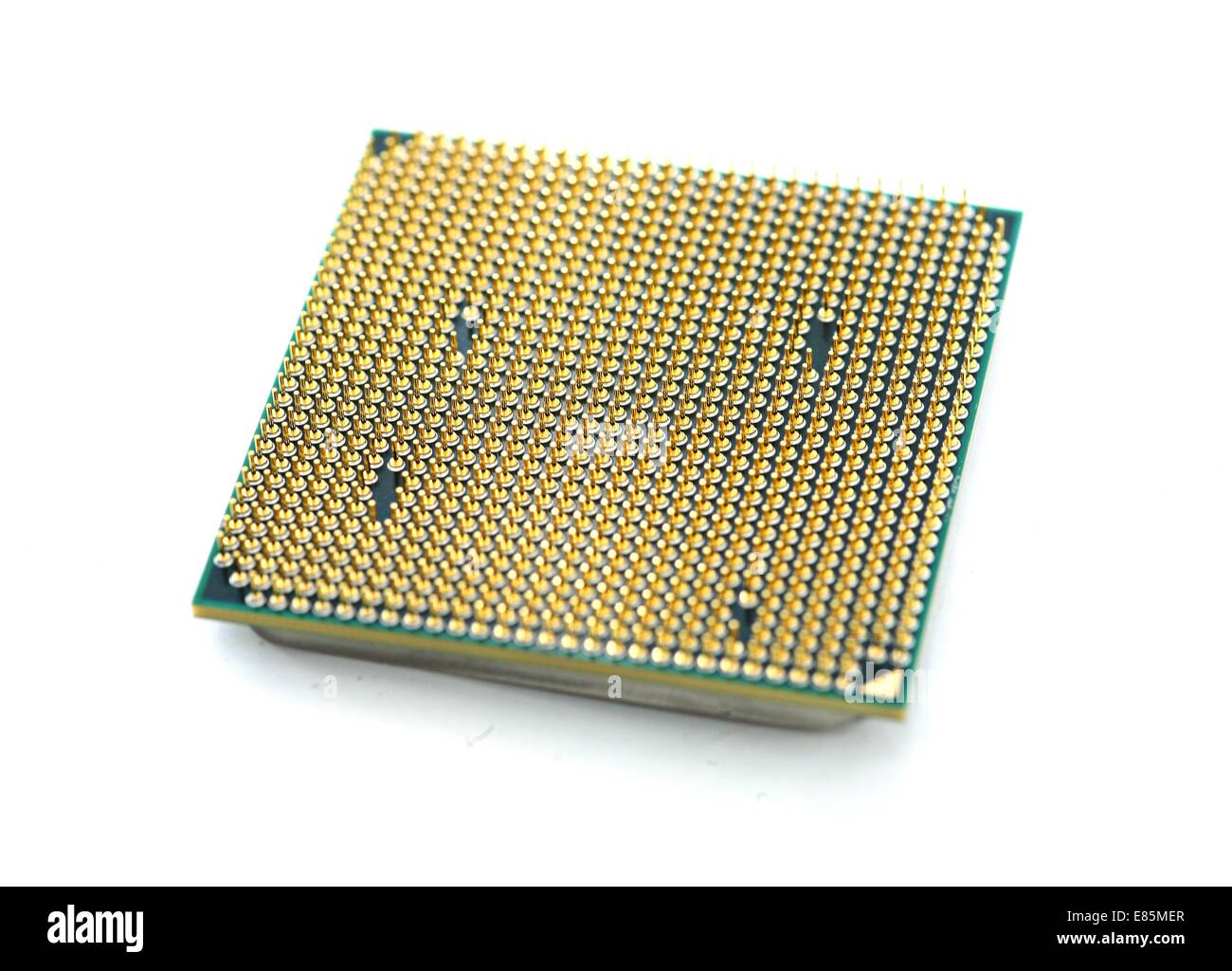 back of the micro processor isolated on the white background Stock ...