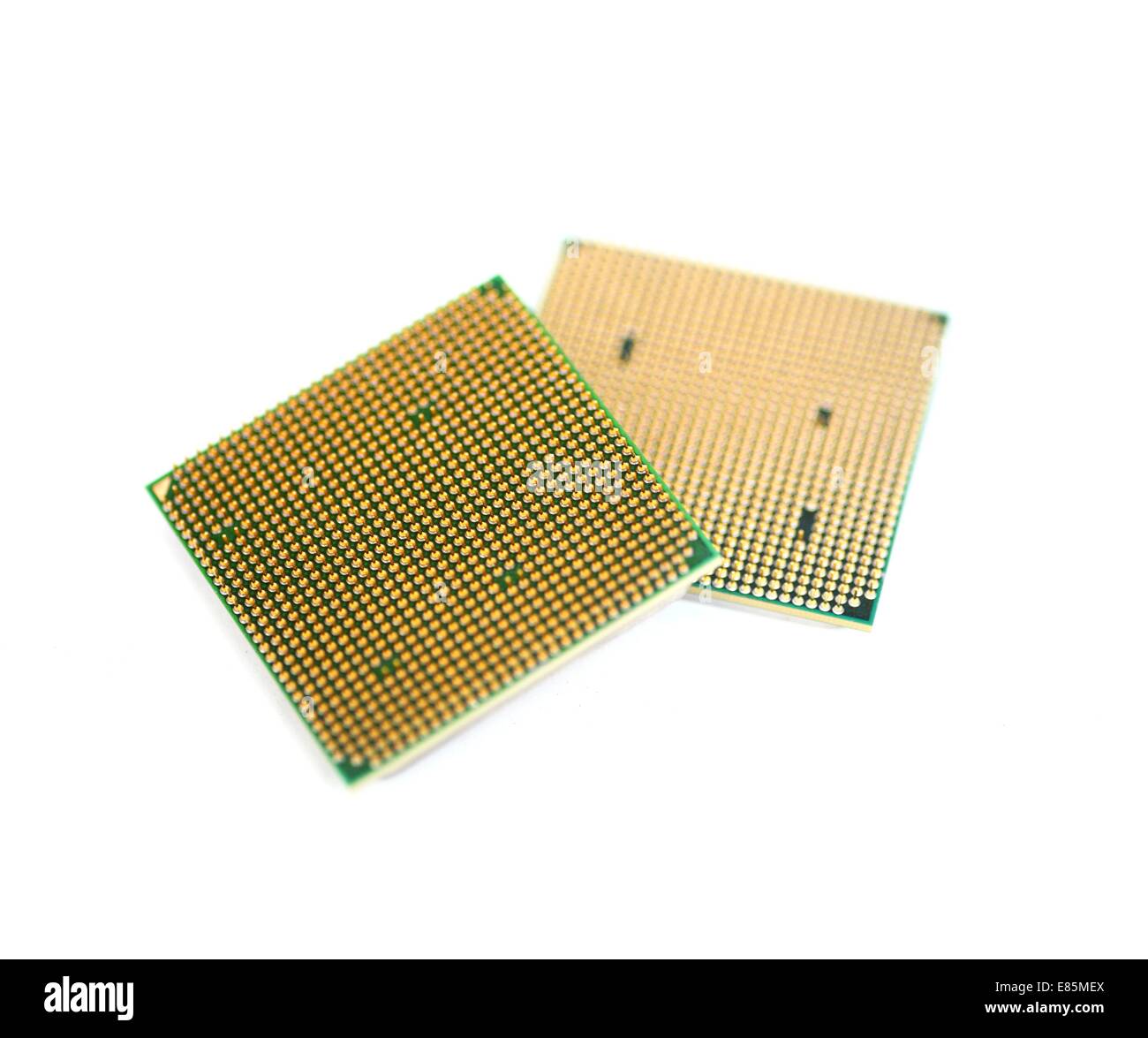 back of the micro processor isolated on the white background Stock ...
