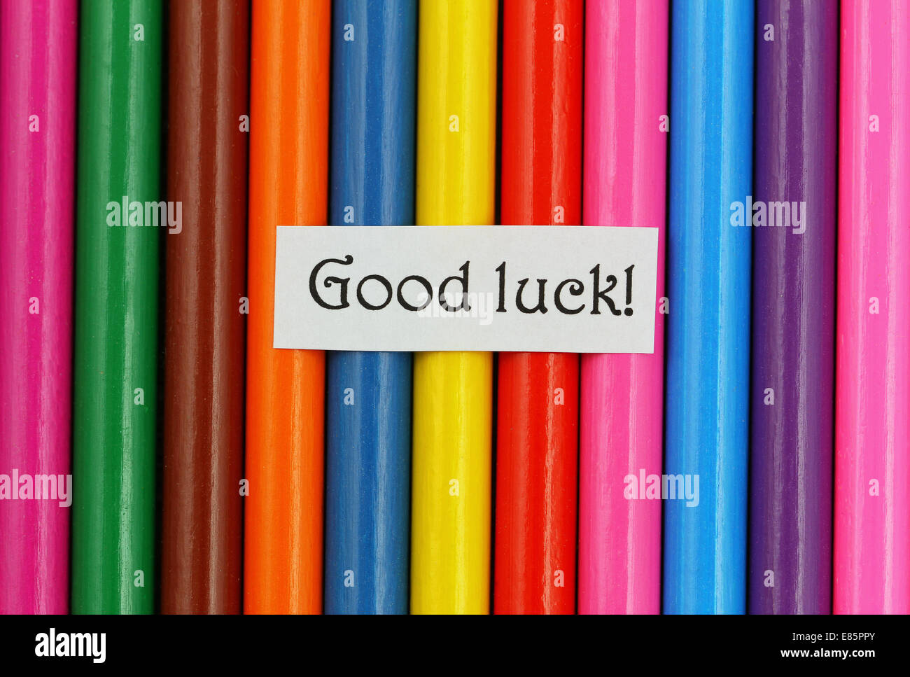 Good luck card on colorful pencils Stock Photo - Alamy